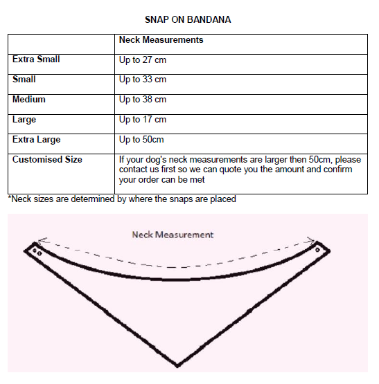 Dog Bandana Size Chart