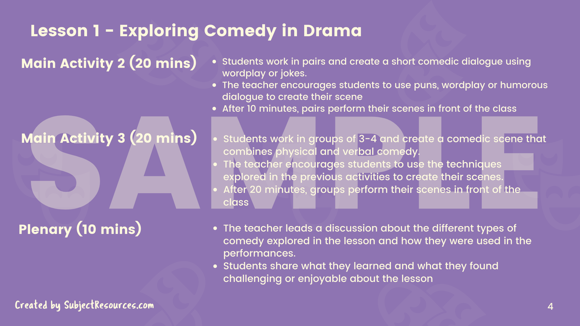 10 X One-off Drama Lesson Plans — SubjectResources.com