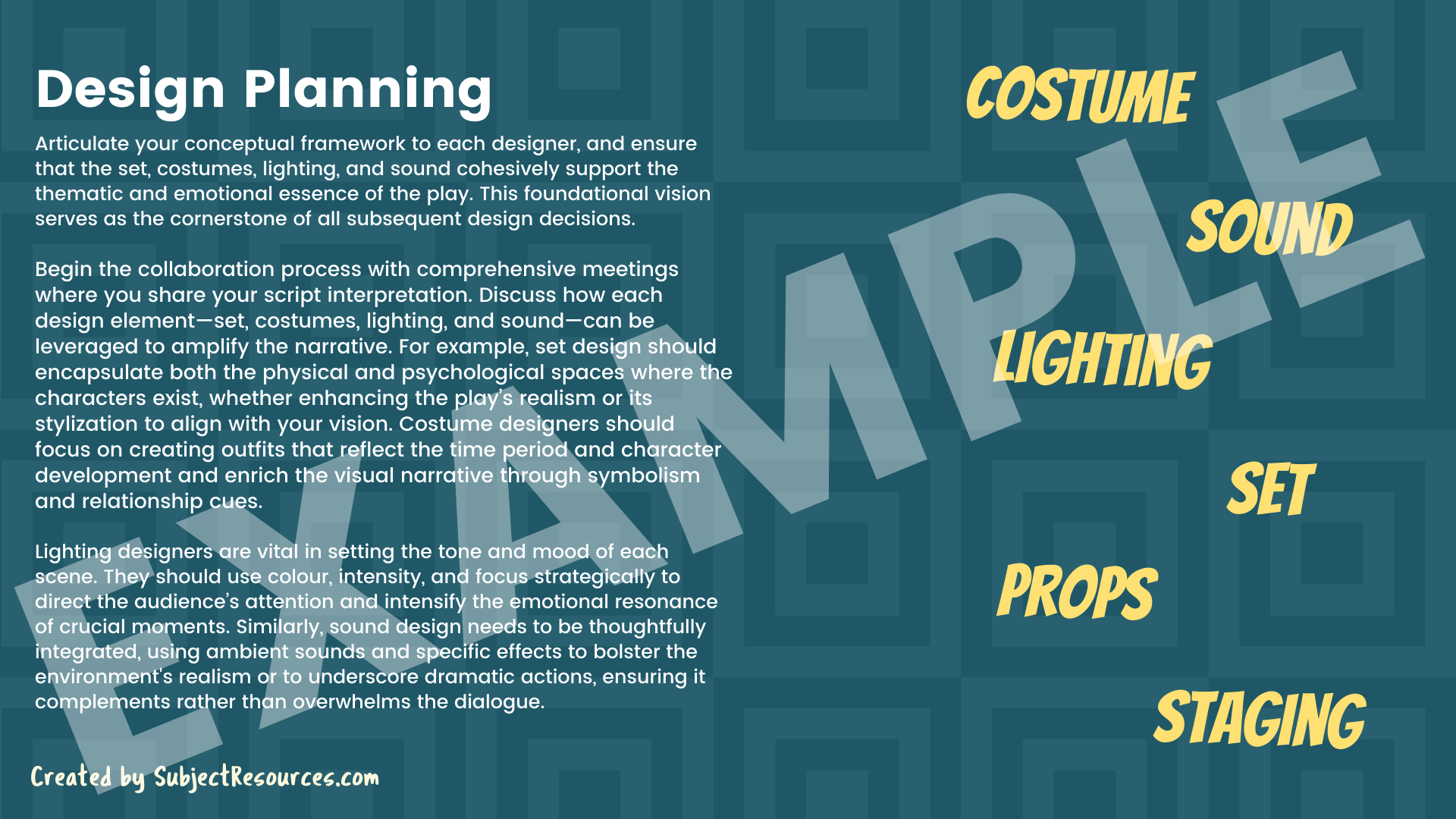 GCSE & A Level Lighting Design Resource Pack - Theatre ...