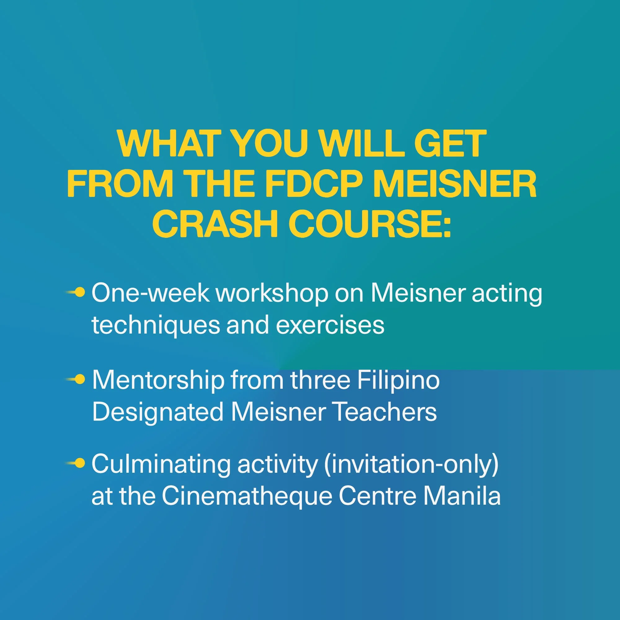 FDCP Meisner Crash Course for Actors — Meisner Studio Manila