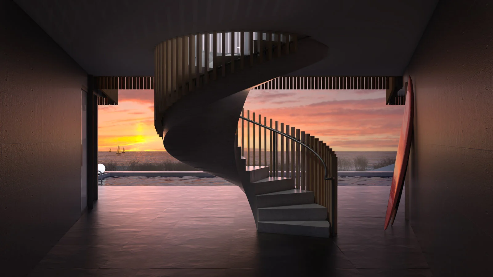 Rendering of Oceanfront Escape — Stonewater Architecture