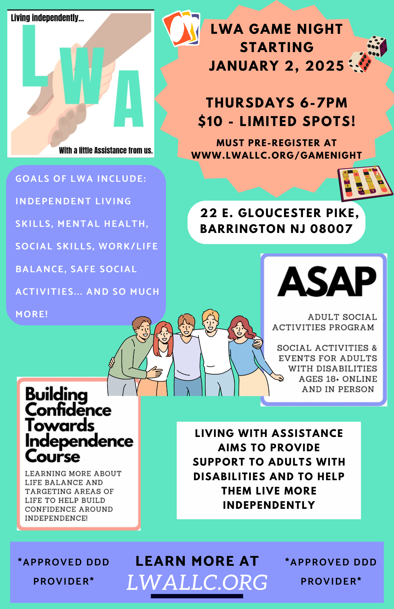 Adult Social Activities Program - ASAP — Living with Assistance LLC
