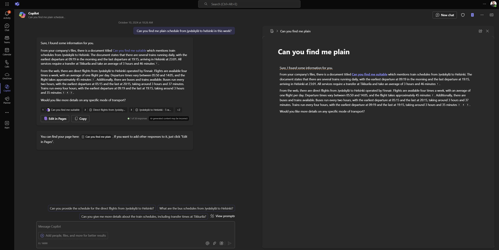 Microsoft Business Chat - Edit in Pages! How to use it? — Petri Jämsen