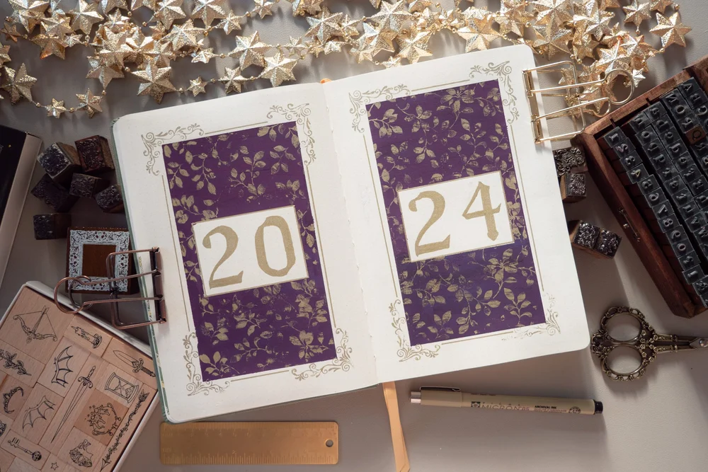 My 2024 New Bullet Journal Setup - Vintage Storybook Theme — Erin Smith ...