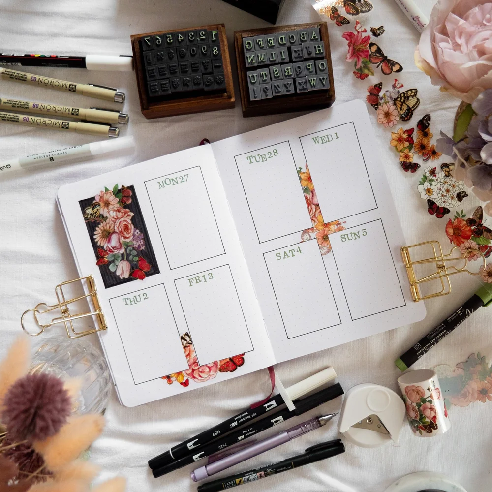 March 2023 Bold Floral Bullet Journal Theme — Erin Smith - Bullet ...