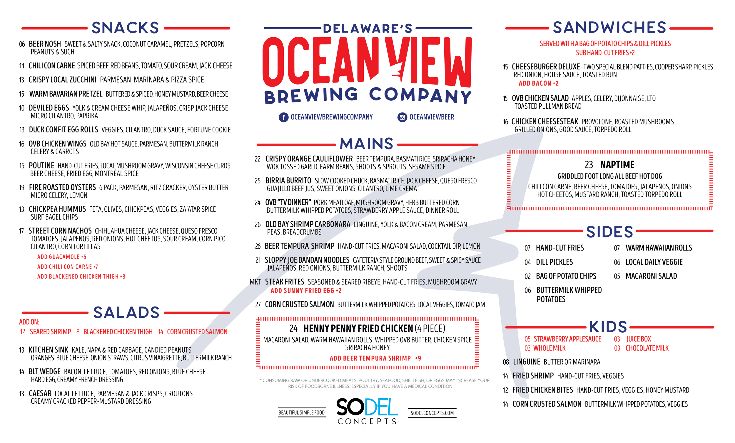 Food & Drinks Menu | Craft Brewery & Restaurant | Ocean View, DE