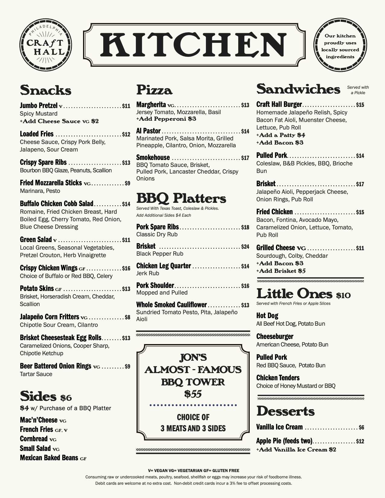 Menu — Craft Hall | A Family Friendly Sports Bar