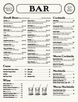 Menu — Craft Hall | A Family Friendly Sports Bar