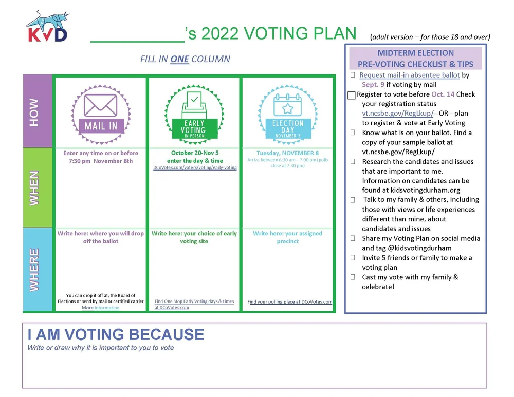 Make a Voting Plan — Kids Voting Durham