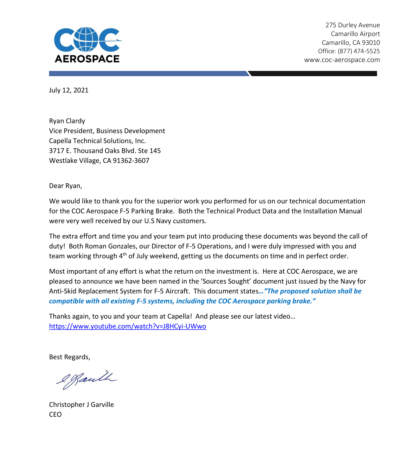 Contracts — Capella Technical Solutions