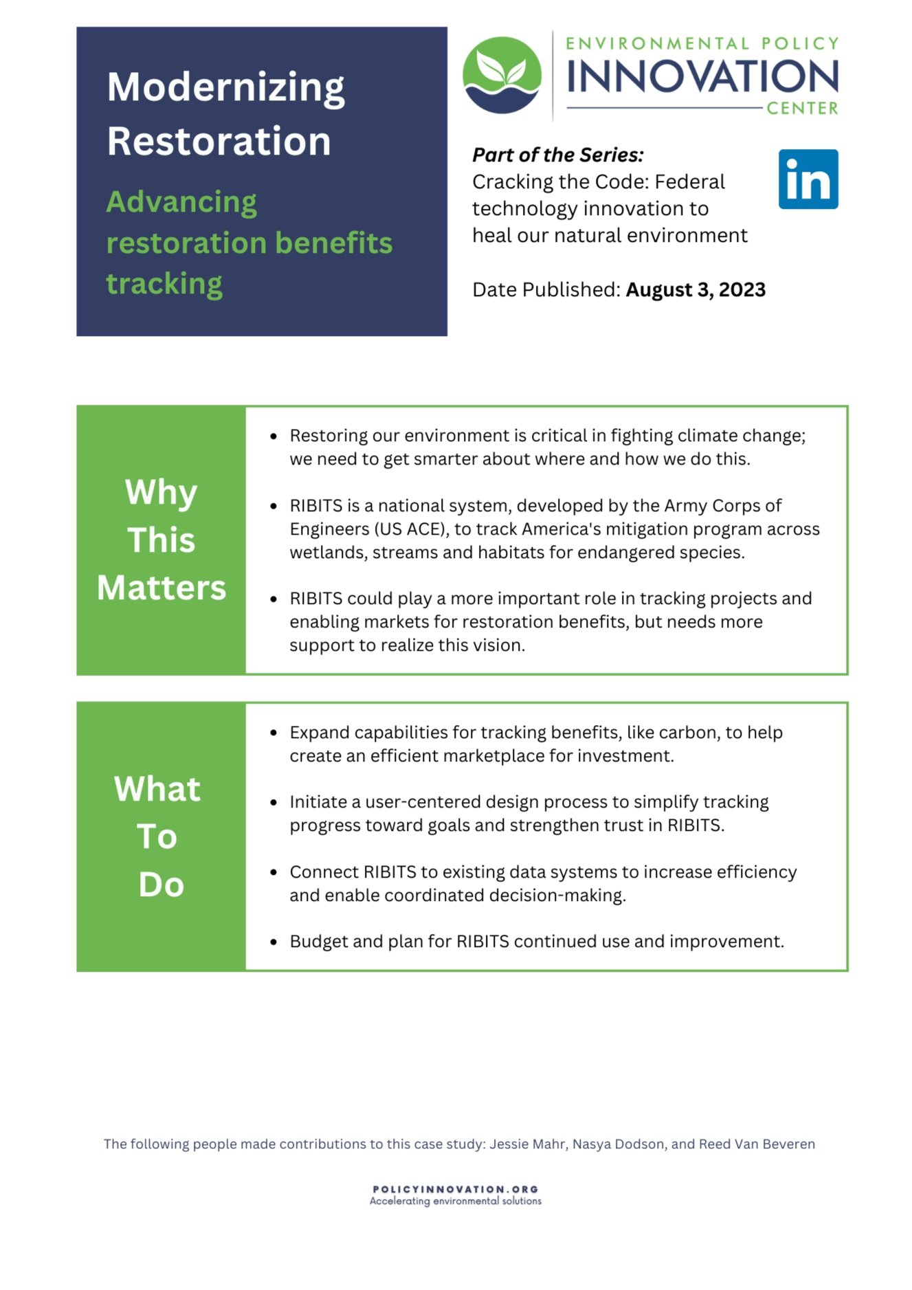 Case Study: Modernizing Restoration - Advancing restoration benefits ...