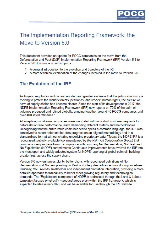 NDPE Implementation Reporting Framework