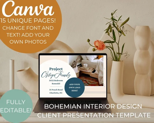 Boho Canva Client Presentation Template, Interior Designer Client ...