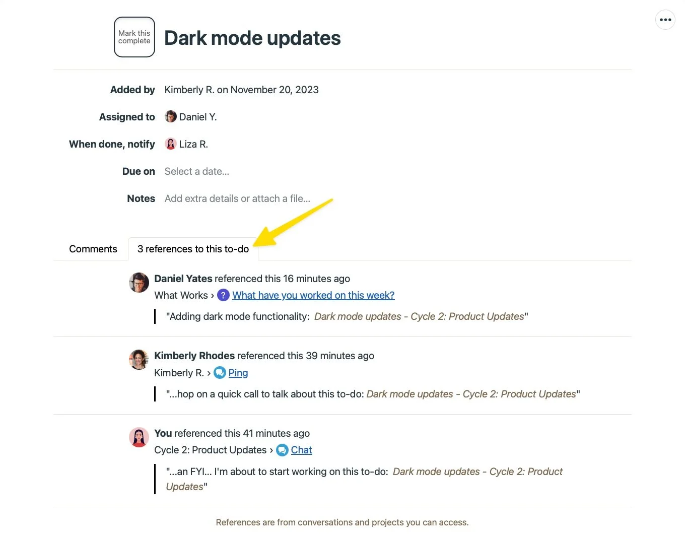 New in Basecamp: References — 37signals