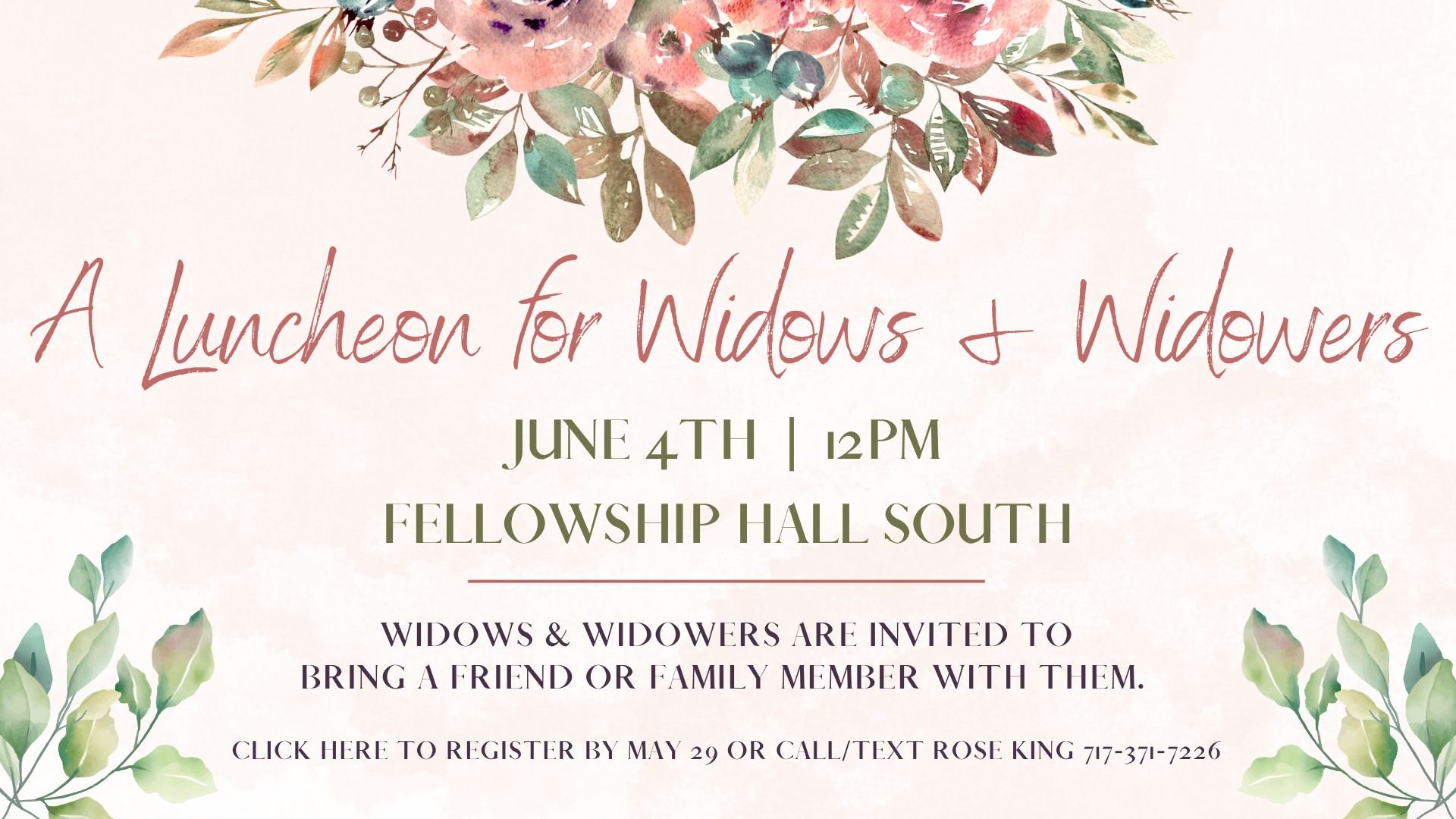 A Luncheon for Widows and Widowers — Keystone Church