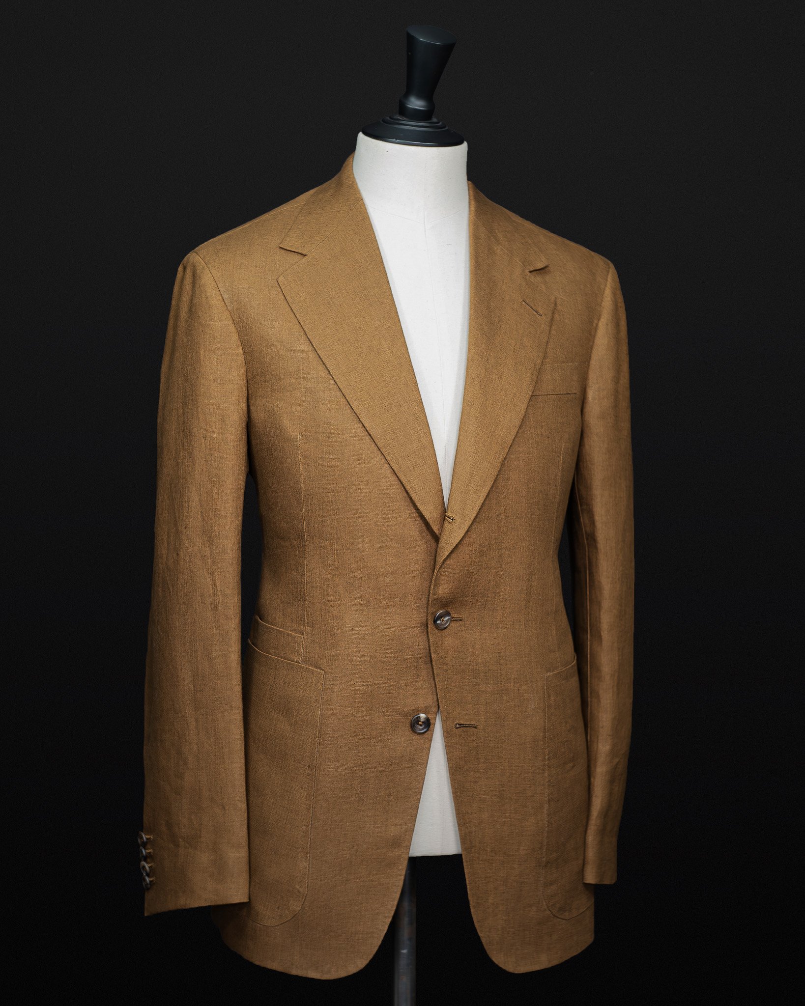 Single Breasted 3 Roll 2 Button Irish Linen Suit In Tobacco For Him ...