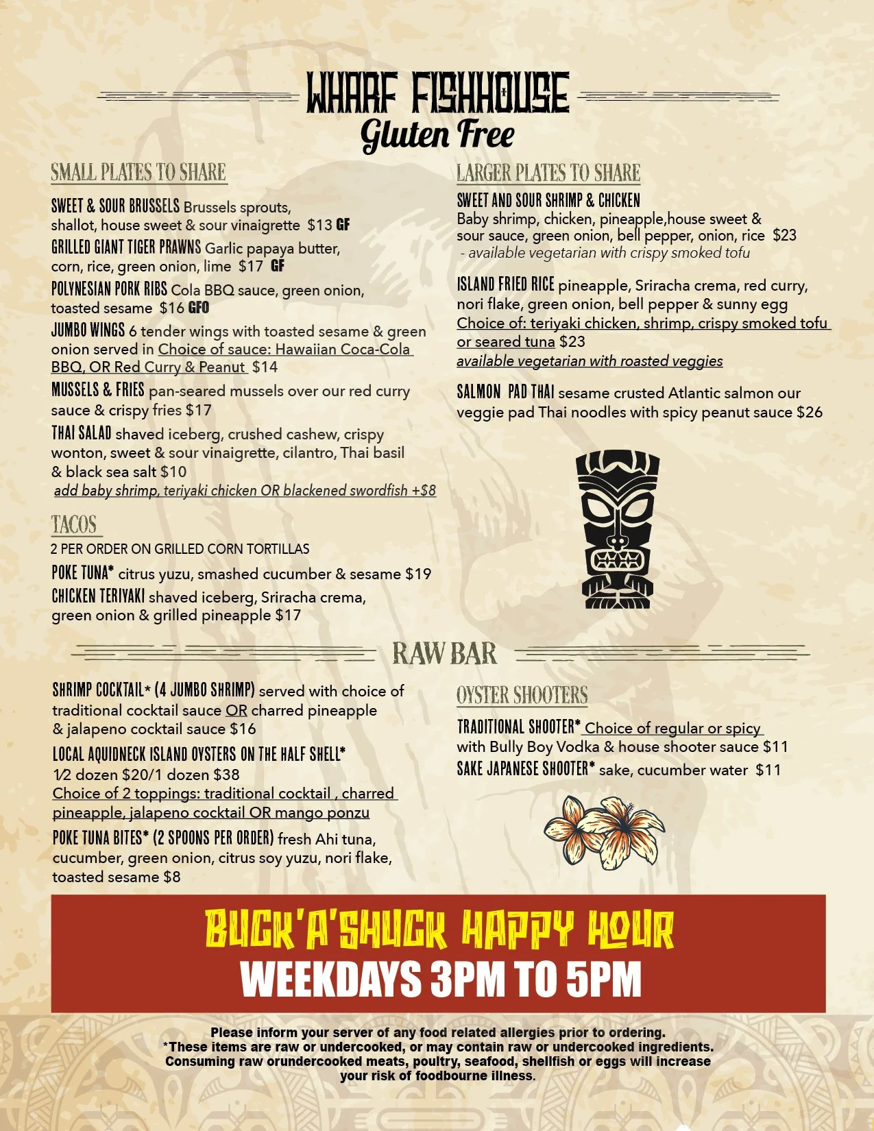 HOUSE MENUS — WHARF FISHHOUSE