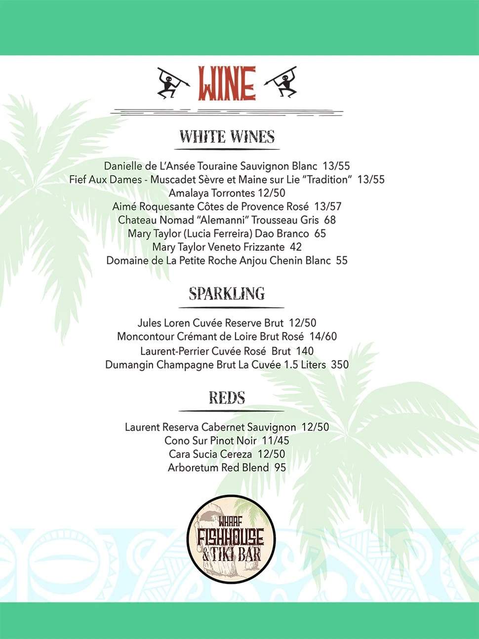 HOUSE MENUS — WHARF FISHHOUSE