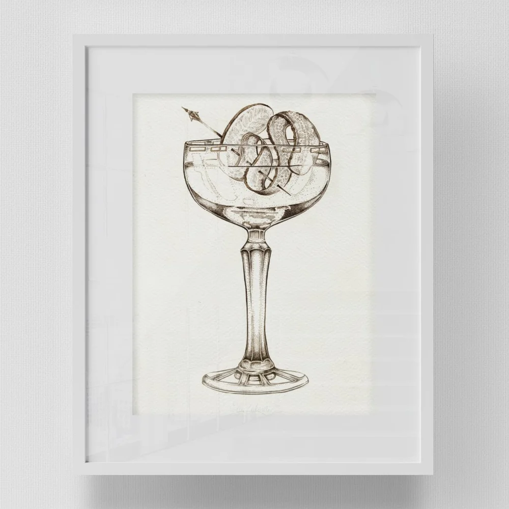 Martini Glass Pencil Drawing