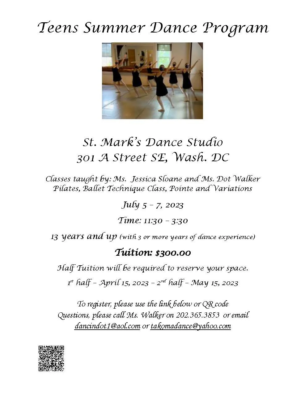 2023 Summer Dance Program — St. Mark's Dance Studio
