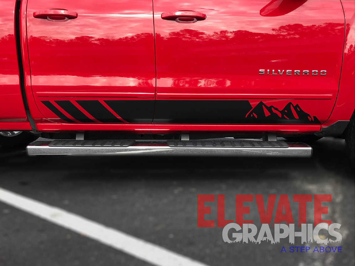 Chevy Silverado Side Mountain Rocker Stripes Auto Vinyl Graphics 3M ...