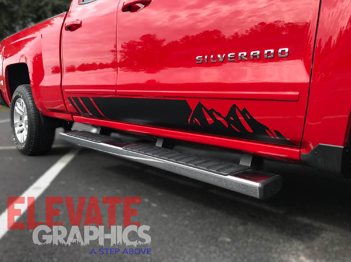Chevy Silverado Side Mountain Rocker Stripes Auto Vinyl Graphics 3M ...