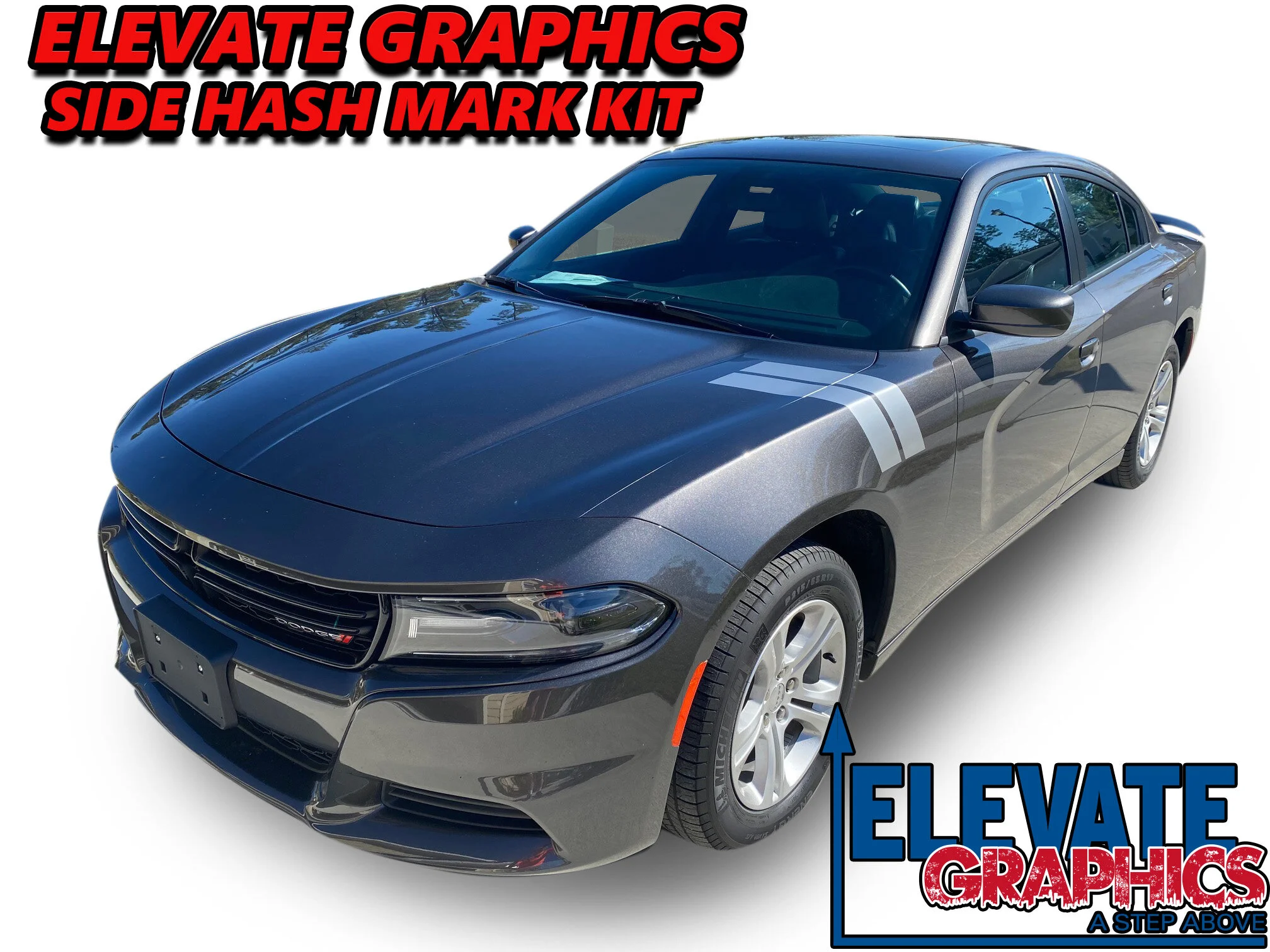 Dodge Charger Hood Side Hash Mark Stripes: Auto Vinyl Graphics 3M ...