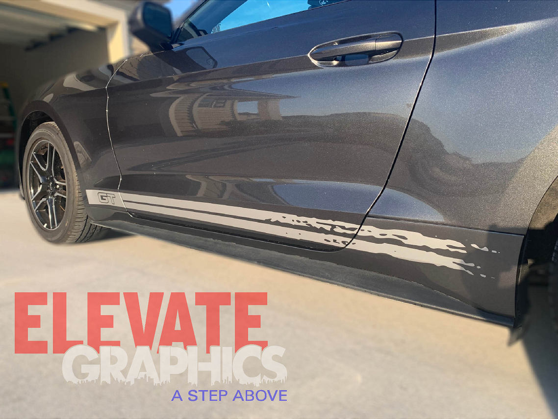 Ford Mustang Side Rocker Rip Stripes Auto Vinyl Graphics 3M Decals And ...
