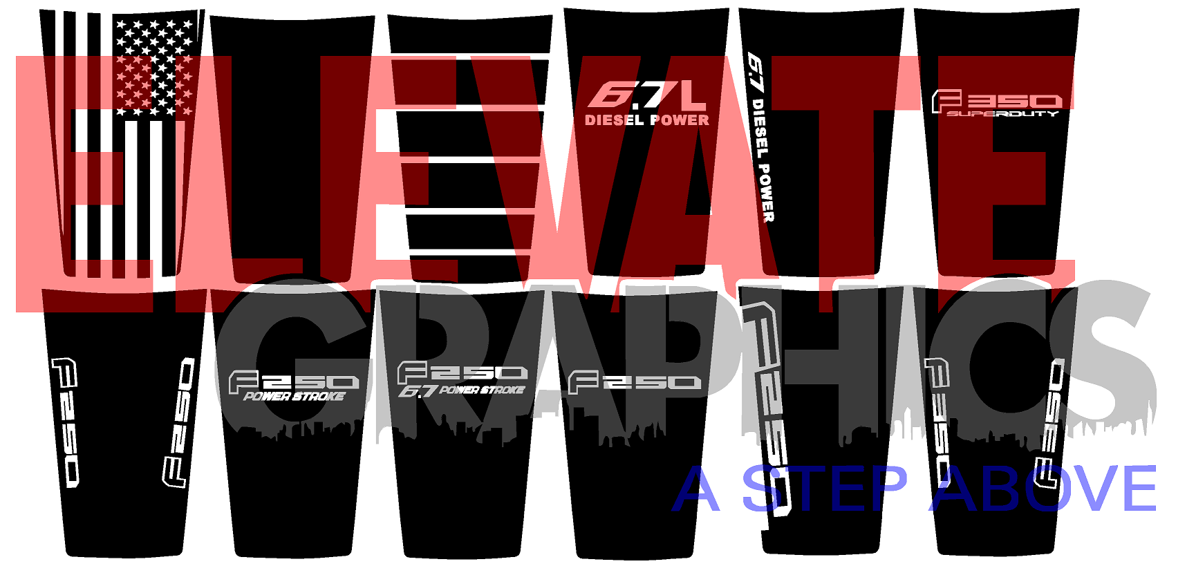 Ford F250 And F350 Center Hood Stripes: Auto Vinyl Graphics 3M Decal ...