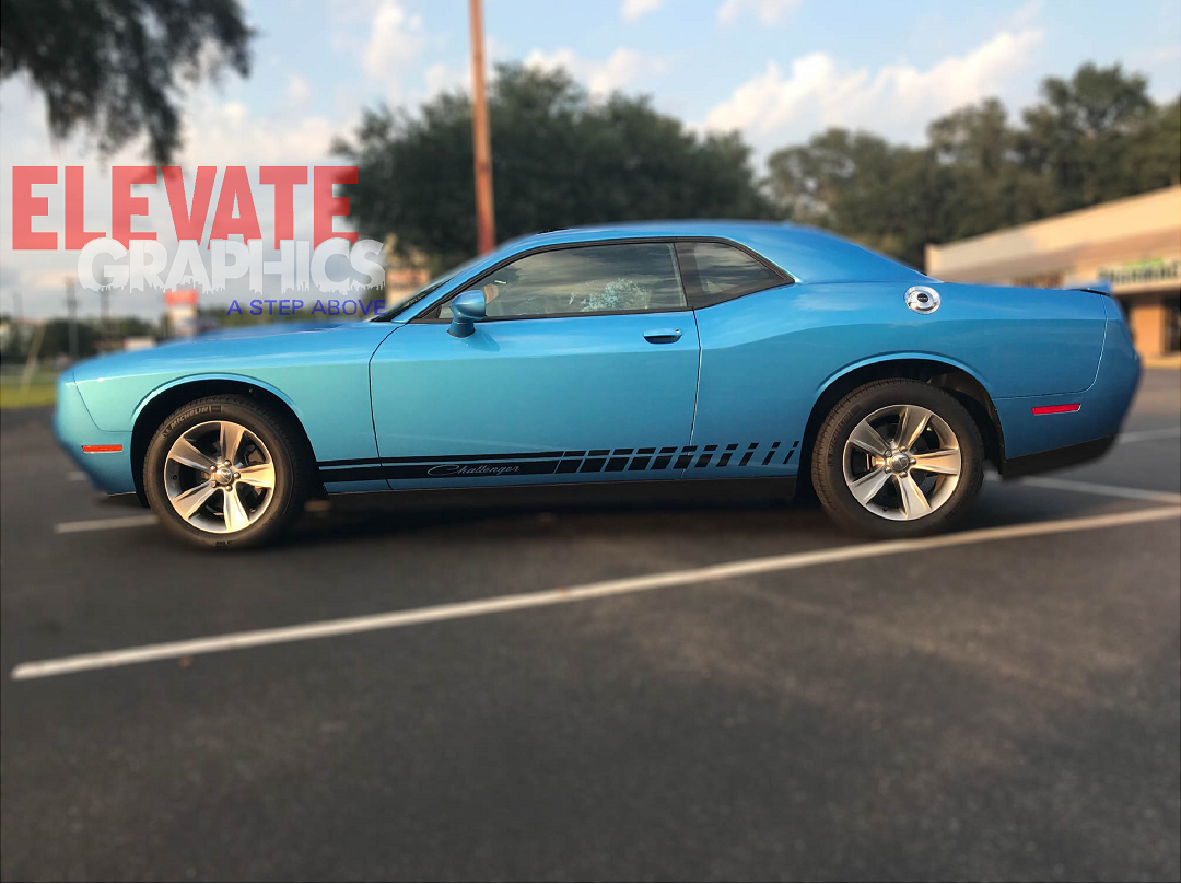 Dodge Challenger Side Rocker Three Stripes Auto Vinyl Graphics 3M ...