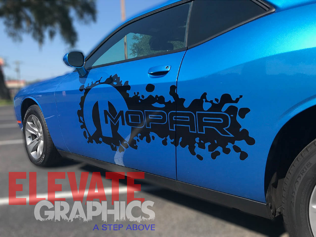 Dodge Challenger Side Mopar Splatter Two Stripes: Auto Vinyl Graphics ...