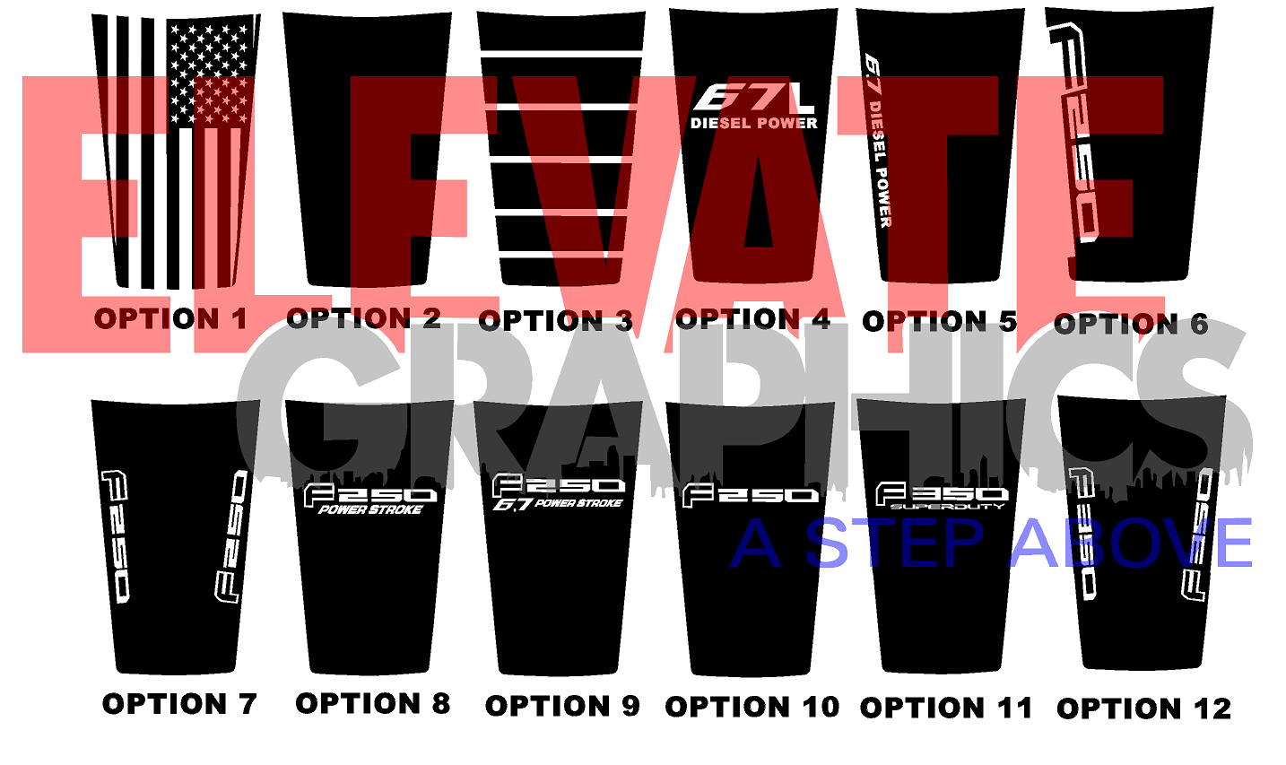 Ford F250 And F350 Center Hood Stripes: Auto Vinyl Graphics 3M Decal ...