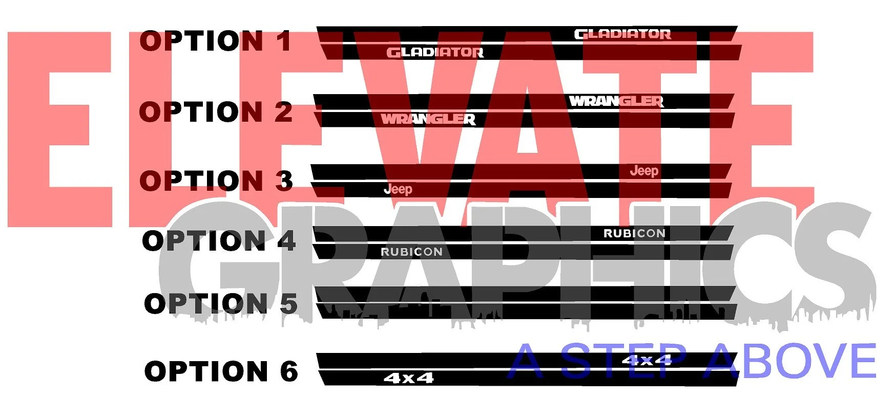 Jeep Gladiator Side Rocker One Stripes: Auto Vinyl Graphics 3M Decals And OEM Stickers Years ...