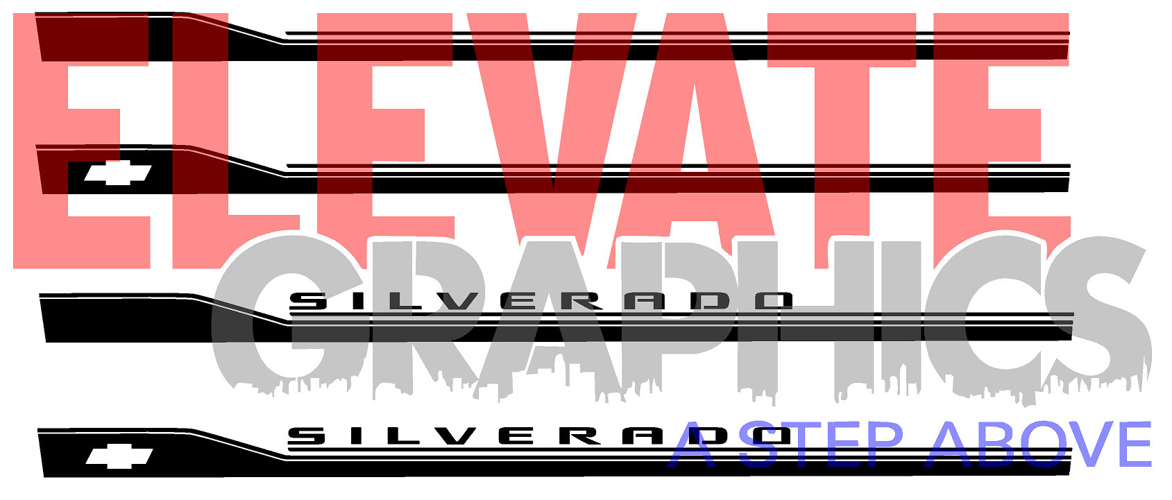 Chevy Silverado 2500/3500 Rocker One Stripes: Auto Vinyl Graphics 3M ...