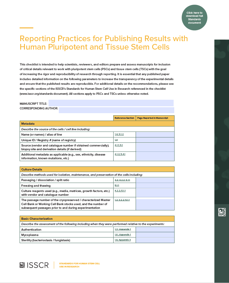 Basic Stem Cell Research Standards — International Society for Stem Cell Research