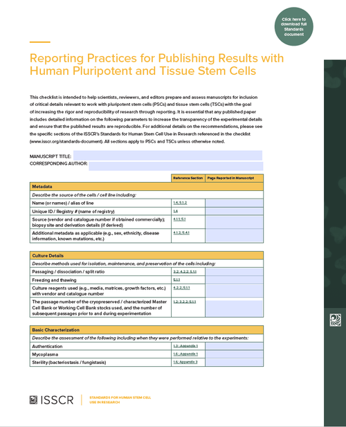 Basic Stem Cell Research Standards — International Society for Stem Cell Research