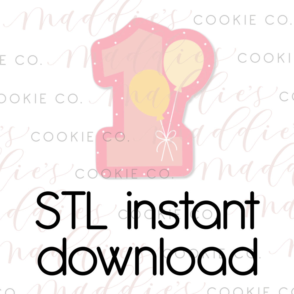 Balloon Number 1 Cookie Cutter STL File — Maddie's Cookie Co. Balloon Number 1 Cookie Cutter STL File — Maddie's Cookie Co.