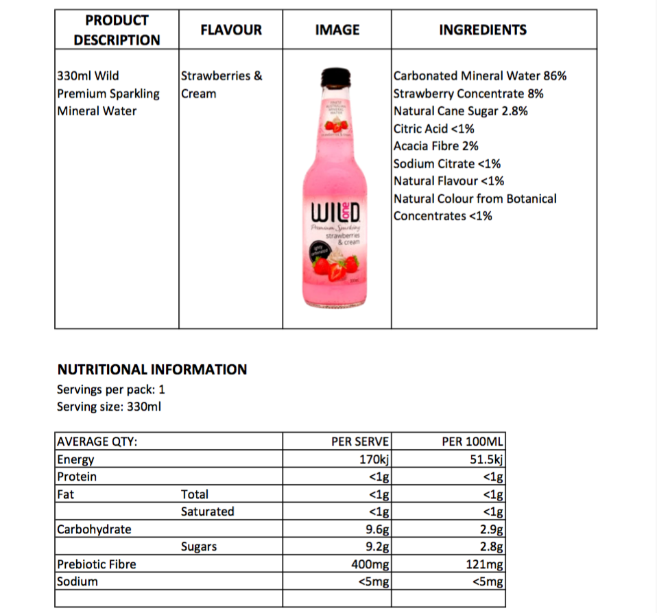 Natural Sparkling Mineral Water- 12 x 330ml — Wild One Beverages