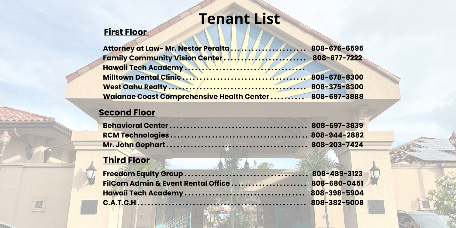 Tenant List — The Filipino Community Center