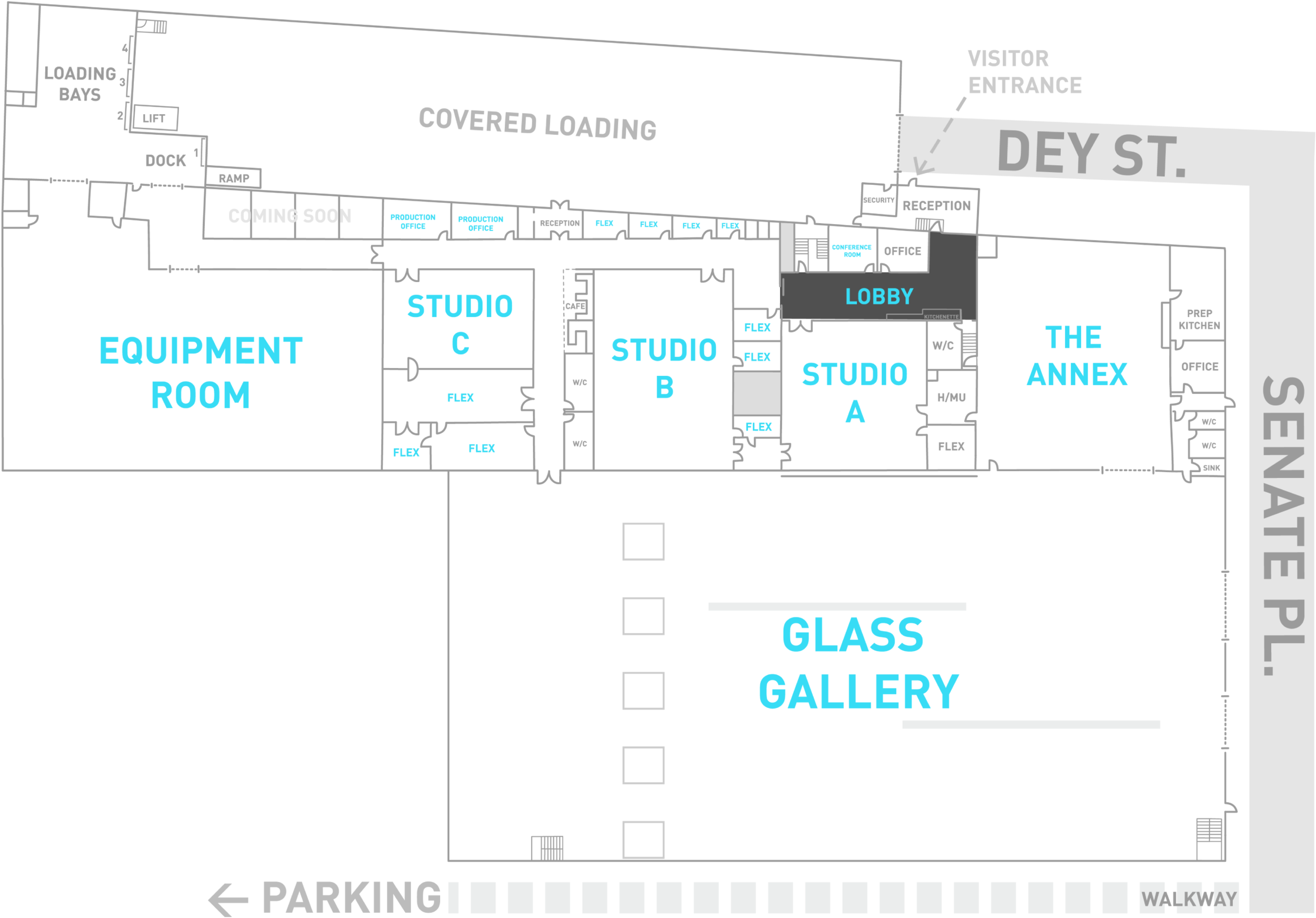 The Lobby at Parlay Studios: 2,040 sf Production Space