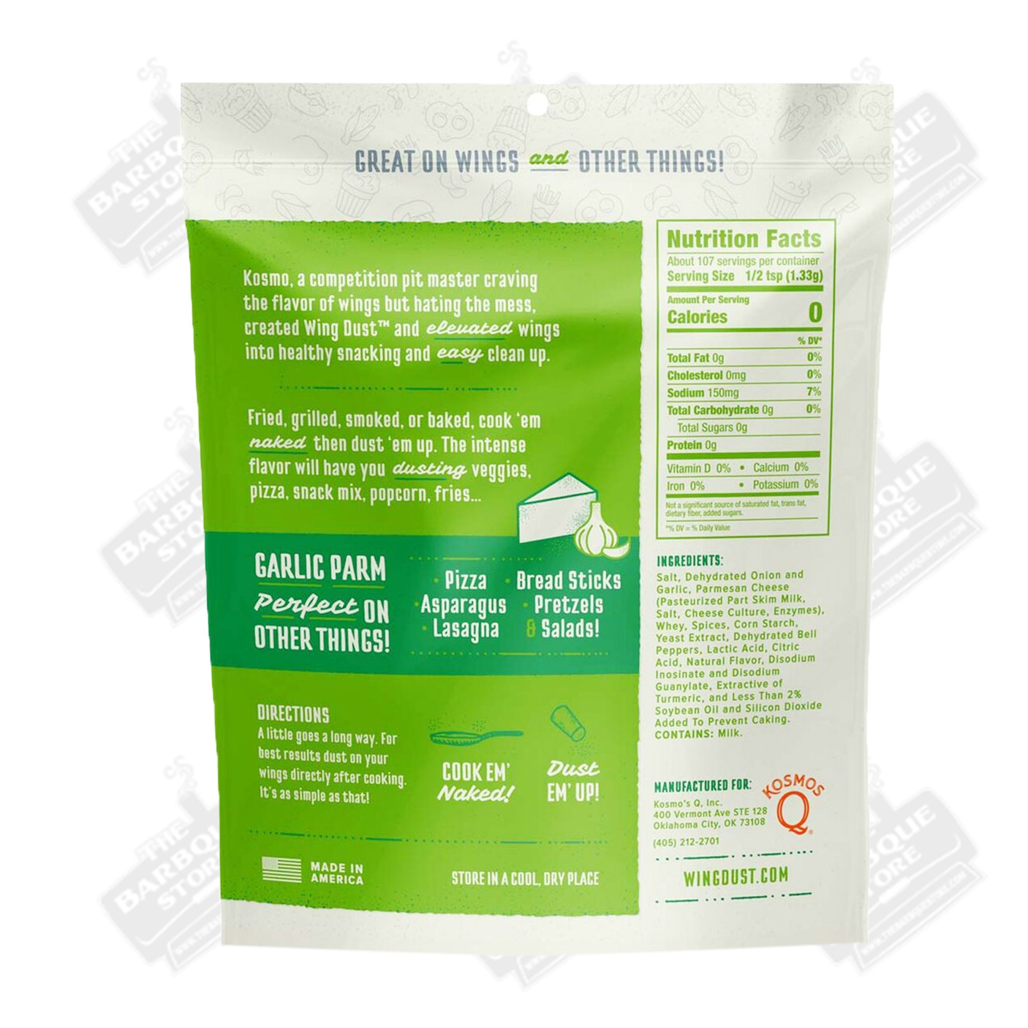 Kosmos Q Wing Dust Garlic Parm — The Barbque Store