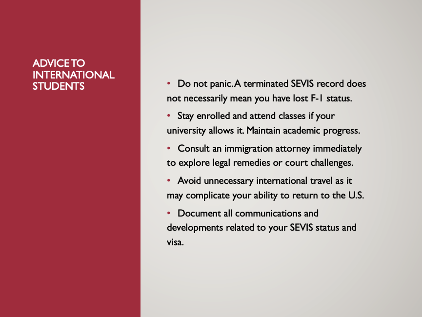 SEVIS Terminations and F-1 Visa Revocations: Legal Guidance for DSOs and International Students ...