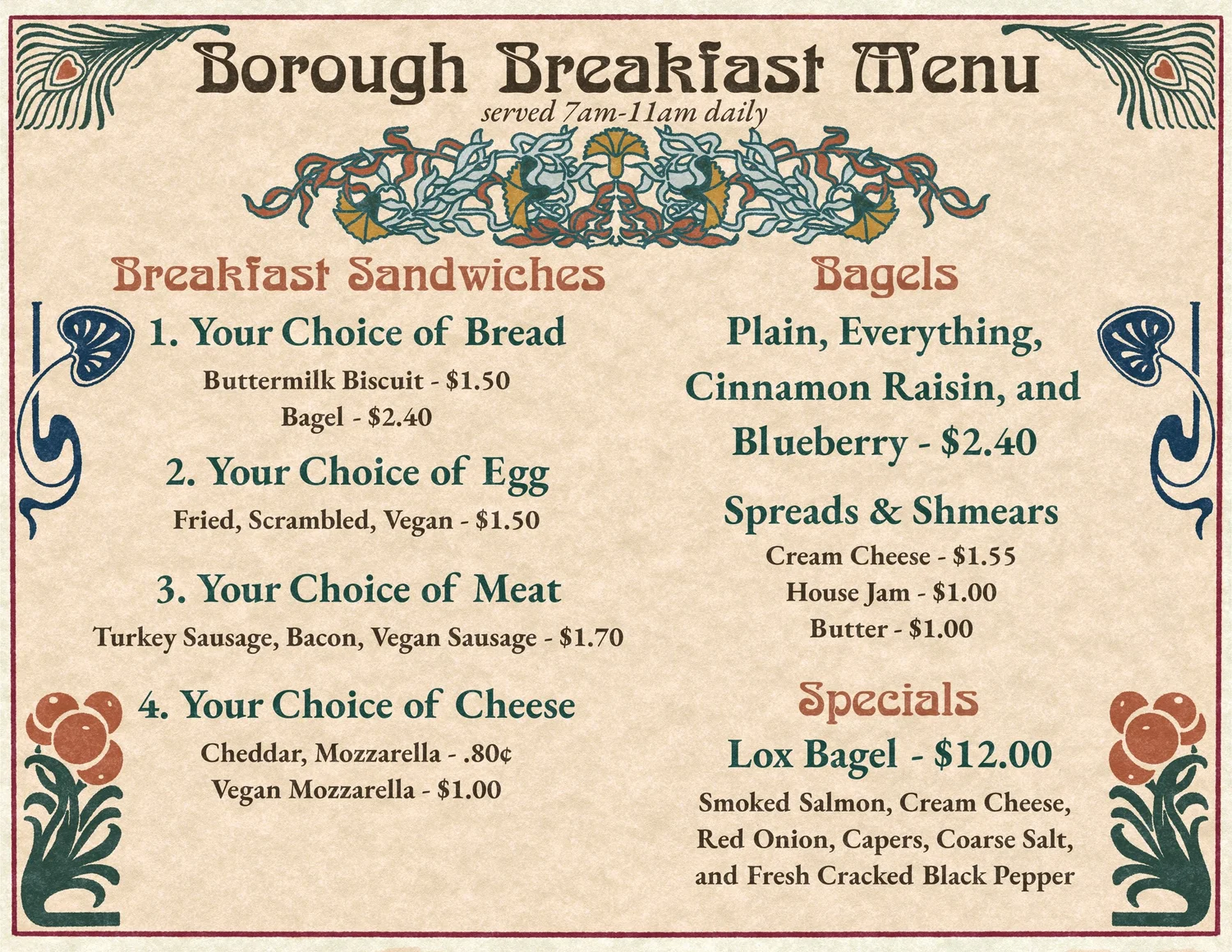 Menu — Borough Coffee