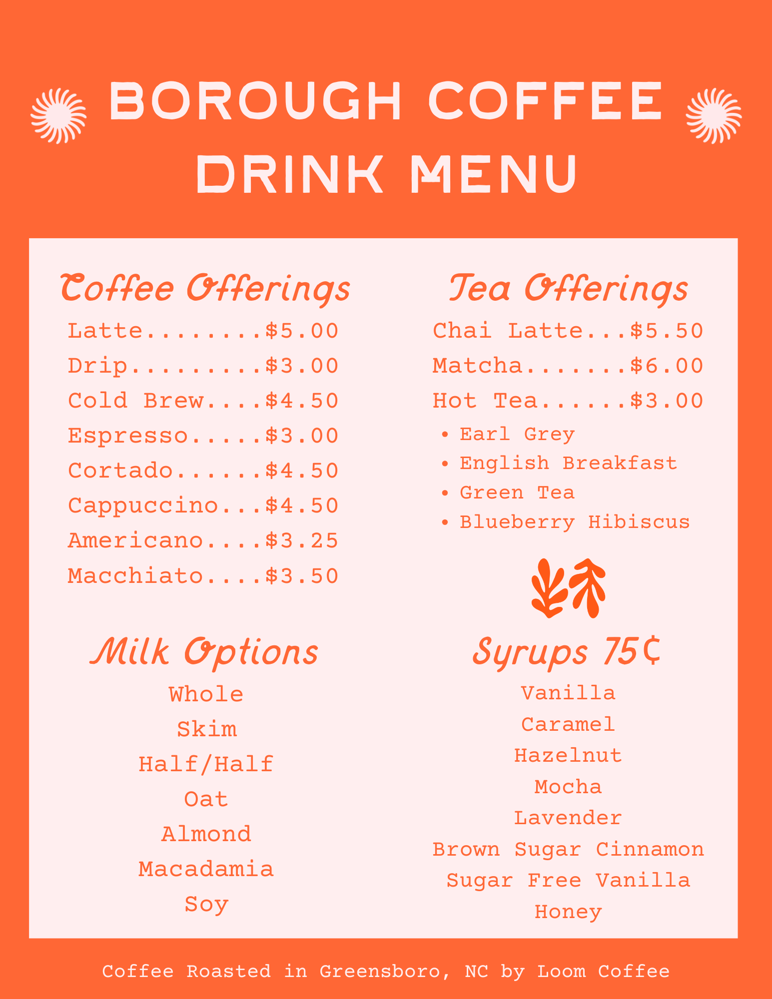 Menu — Borough Coffee
