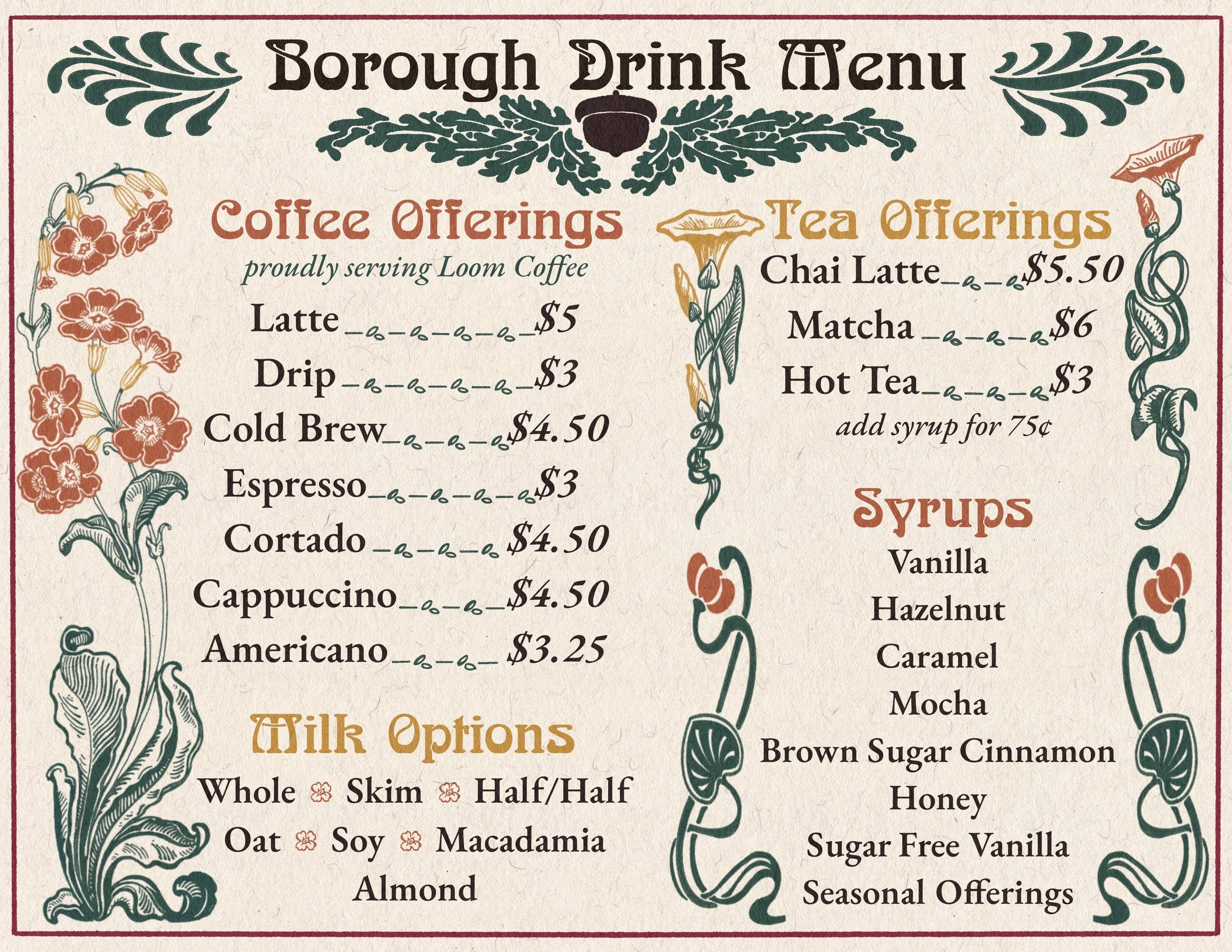 Menu — Borough Coffee LLC