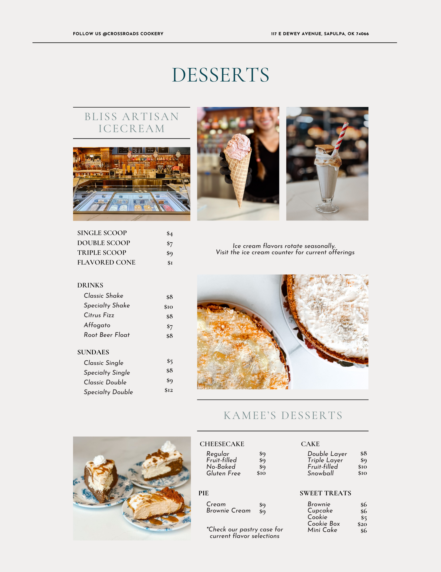 Menu — Crossroads Cookery