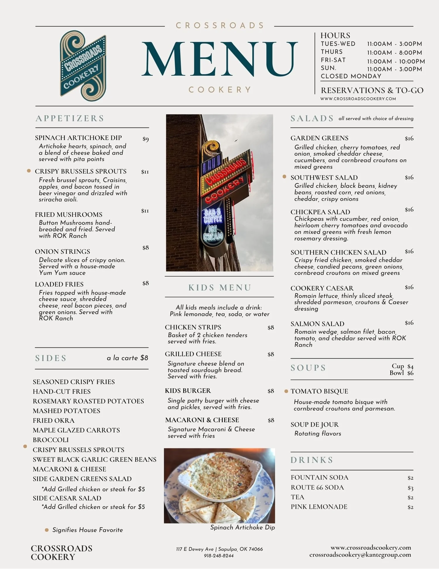 Menu — Crossroads Cookery