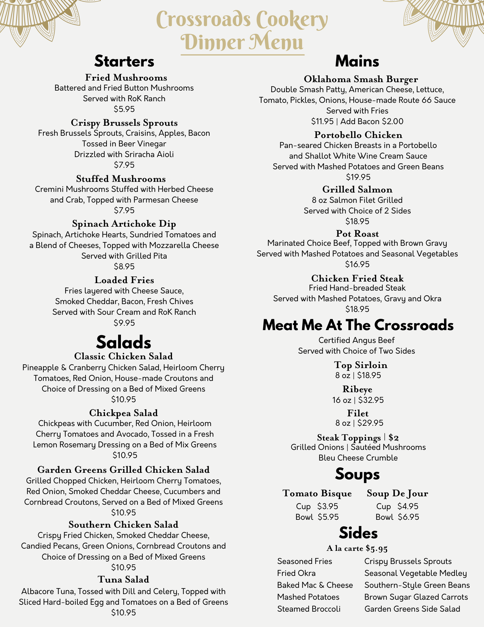 Menu — Crossroads Cookery