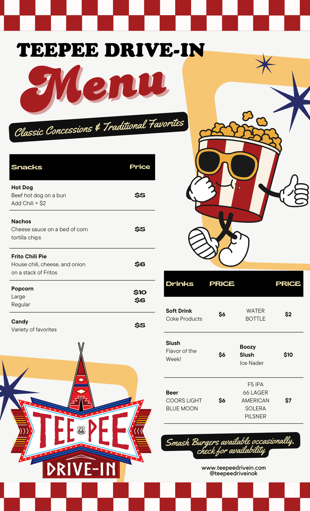 Menu 1 — Tee Pee Drive-In