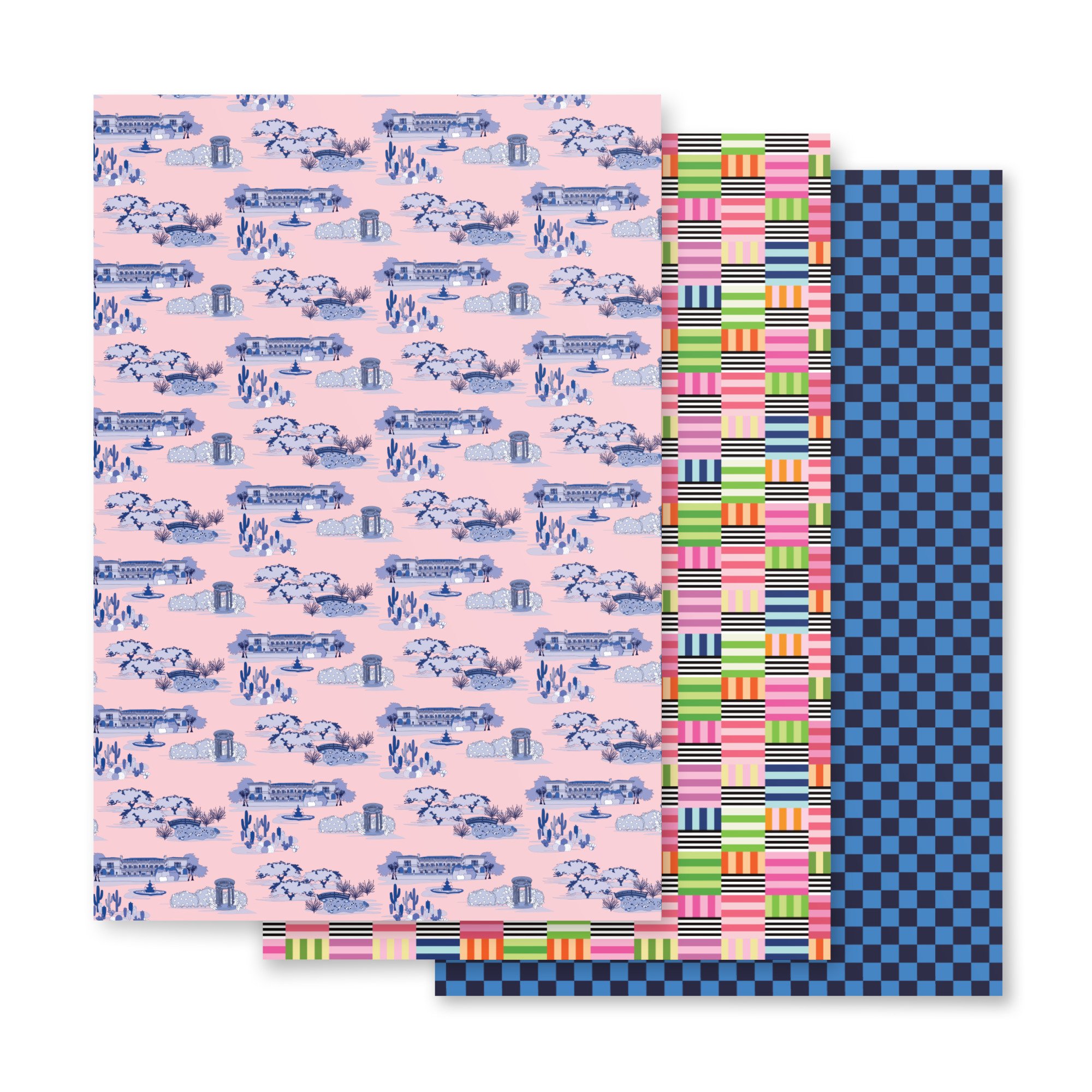 Huntington - Pink/Blue Wrapping Paper Sheets — Bayhill Studio